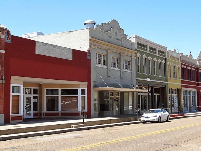 Downtown Abbeville's colorful storefronts create a palette of possibility, where window shopping costs nothing but might lead to affordable treasures.