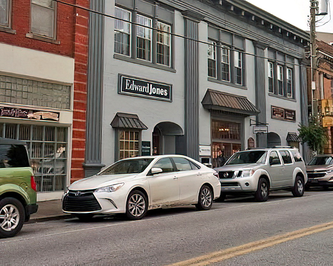 Main Street businesses occupy buildings with character that chain stores can't manufacture. That Edward Jones office was probably selling something entirely different a century ago.