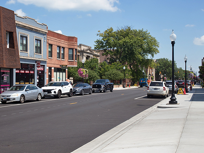 Downtown Whiting's tree-lined streets and classic storefronts create an atmosphere where "running errands" feels suspiciously like "enjoying life."