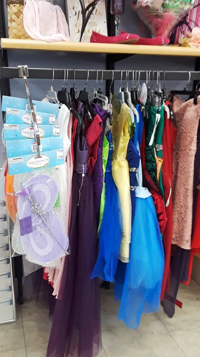 A rainbow of evening wear possibilities. Every color in the spectrum, ready for proms, weddings, or your next Zoom costume party.