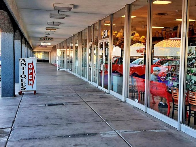 The welcoming entrance beckons treasure hunters inside. That "OPEN" sign might as well say "Abandon all shopping restraint, ye who enter here."