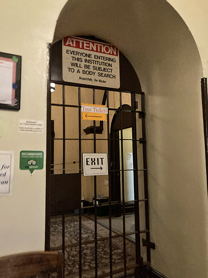 ATTENTION: EVERYONE ENTERING THIS INSTITUTION WILL BE SUBJECT TO A BODY SEARCH. Some signs really know how to make you feel welcome, don't they?