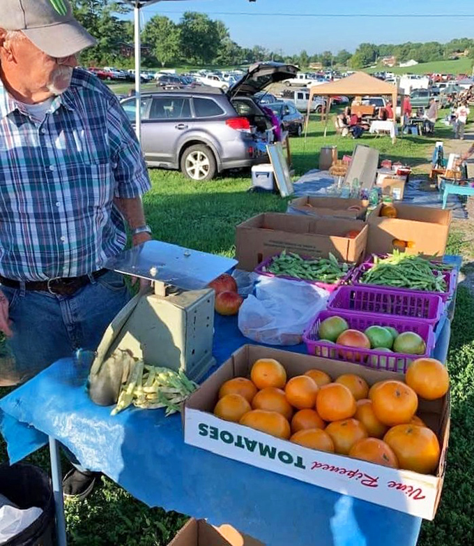 Farm-to-flea-market freshness! Local produce brings a burst of color and flavor to the market, where farmers offer the literal fruits of their labor alongside the antiques and collectibles.