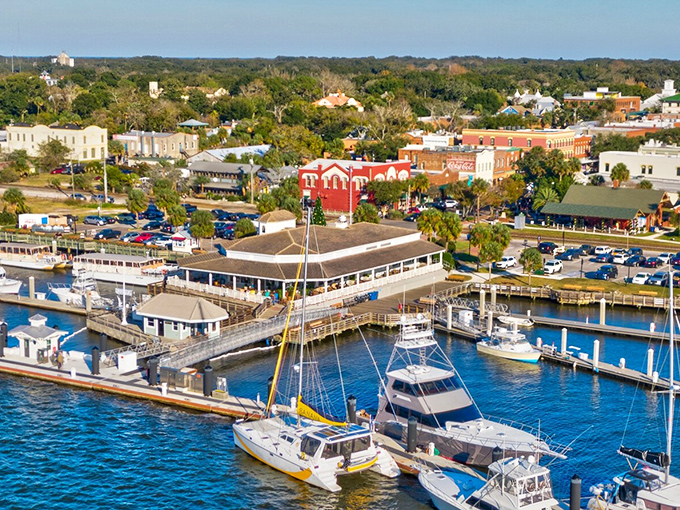 Fernandina Harbor Marina showcases the town's continued connection to the water, with pleasure craft and fishing boats sharing the same historic waters.