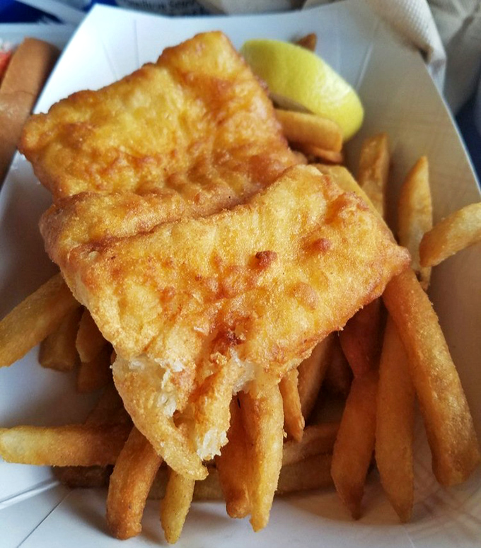 Fish and chips &ndash; the Batman and Robin of seafood combos &ndash; golden, crispy, and ready to save you from hunger's villainous grip.