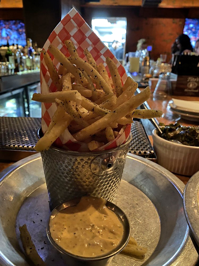 French fries that understand their purpose in life: to be perfectly crisp vehicles for that creamy dipping sauce.