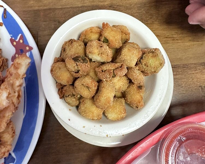 Fried okra: the South's vegetable contribution to the fried food hall of fame, transformed into addictive, pop-in-your-mouth nuggets of goodness.
