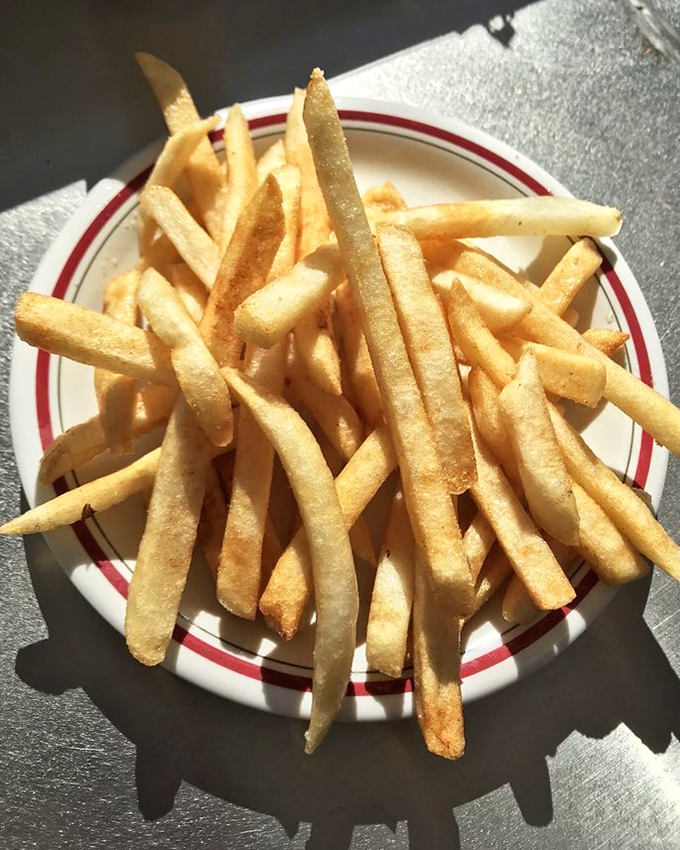 French fries in their natural state: golden, crispy, and arranged on a plate with the kind of casual perfection that can't be faked.