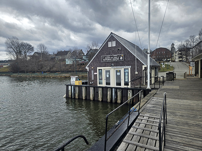 The Gateway Center perches at the water's edge like a friendly ambassador between land and lake. Even on cloudy days, it welcomes with New England charm.