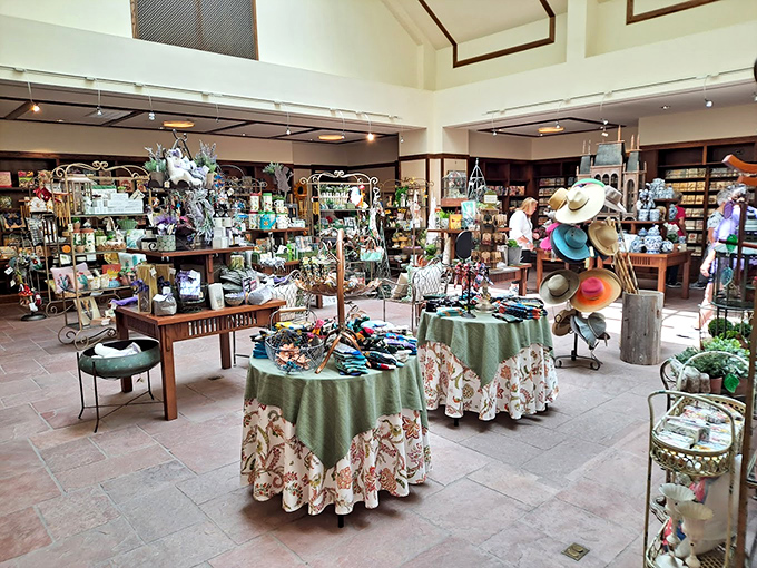 The gift shop tempts with botanical treasures that might actually survive your less-than-green thumb.