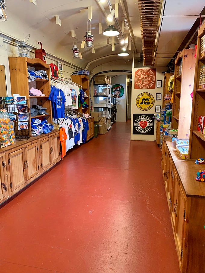 The museum gift shop offers treasures for train enthusiasts of all ages, from technical tomes to Thomas toys, all housed in authentic railroad car surroundings.