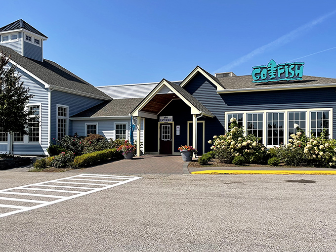 Go Fish's coastal blue exterior hints at the oceanic treasures within&mdash;where seafood this fresh makes you wonder why you ever settled for frozen fish sticks.