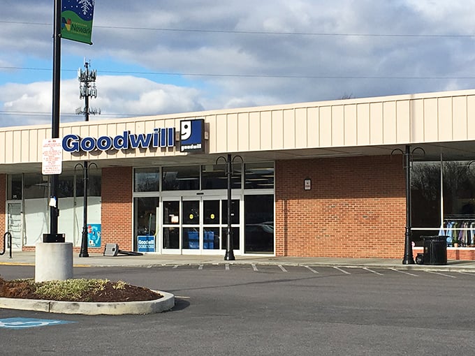 The Goodwill storefront stands ready for retail adventurers, a brick-and-mortar reminder that one person's past is another's perfect present.