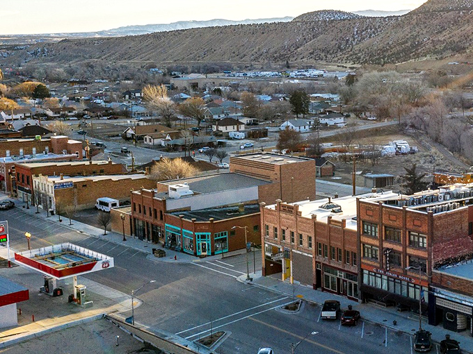 From above, Helper reveals itself as a perfect pocket of civilization nestled between nature's skyscrapers&mdash;those magnificent mesas that make Manhattan's buildings seem like temporary arrangements.
