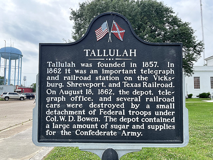 History stands proudly on display, telling tales of Tallulah's 1857 founding and its strategic importance during times that shaped America's story.