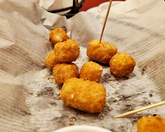Hot cheese balls that make you question why we as humans waste time eating anything that isn't molten cheese in crispy coating.