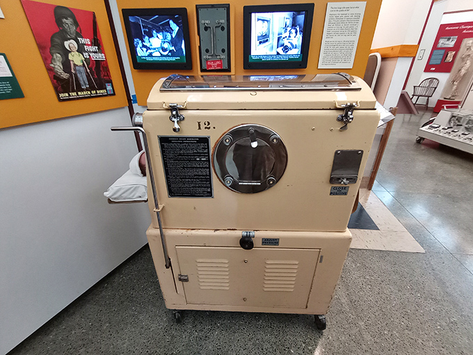 This vintage iron lung represents a medical milestone in the battle against polio. A mechanical marvel that breathed for those who couldn't.