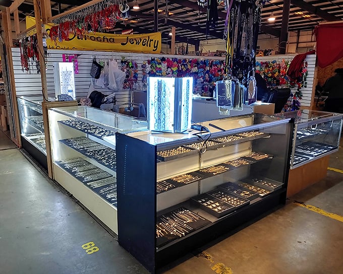 The jewelry counter gleams under strategic lighting, transforming everyday browsing into moments of "treat yourself" temptation.