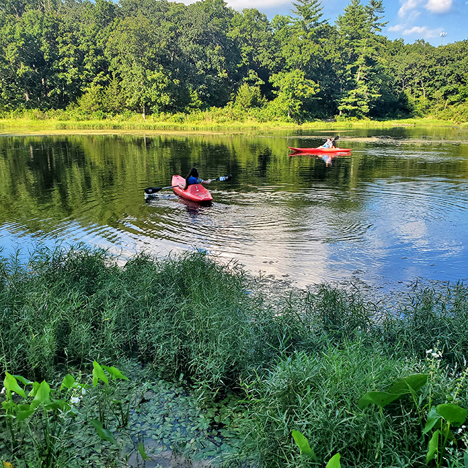 Kayakers glide across glass-like waters, proving that the best social media feed is sometimes the one right before your eyes.