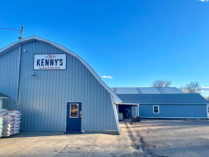 Kenny's Hardware proves that curved metal buildings can be beautiful too, especially when they house everything a small town needs to build and repair.