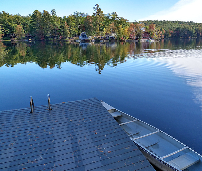 Lake Mattawa's peaceful waters welcome residents seeking tranquility without requiring membership fees or background checks for access.