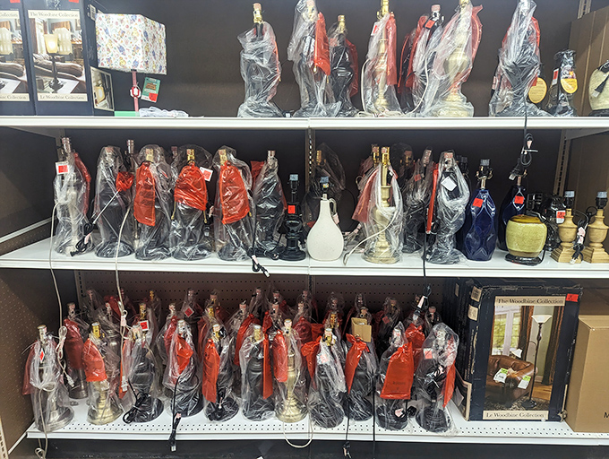 A forest of lamps wrapped like precious artifacts, waiting to illuminate your home with both light and conversation-starting style.