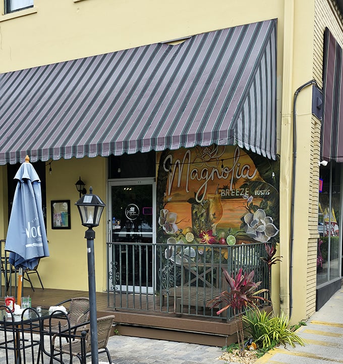 Magnolia Breeze Restaurant's inviting facade and outdoor seating beckon passersby to sit a spell and remember that meals are meant to be savored, not rushed.