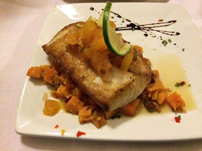 Mahi-mahi resting on its throne, dressed for dinner and ready to steal the show entirely.