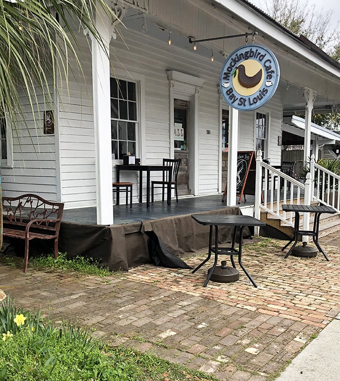 The Mockingbird Cafe's inviting porch practically demands you sit a spell. Coffee tastes better when served with a side of coastal breeze.