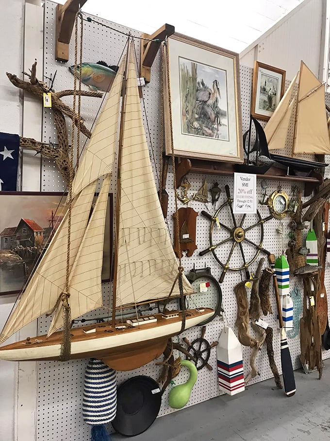 Maritime memories for landlocked dreamers. That model sailboat isn't just decor&mdash;it's an escape plan for your imagination.