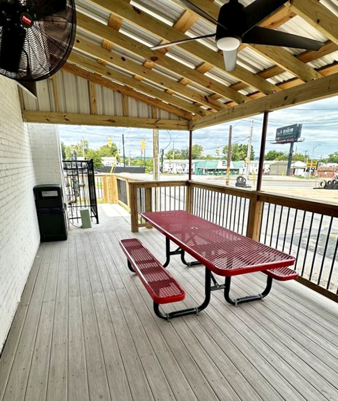 The outdoor seating area &ndash; where you can contemplate the meaning of life after experiencing barbecue enlightenment at Chaps Pit Beef.