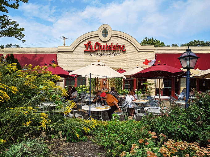 The outdoor patio&mdash;where summer afternoons stretch into evenings, umbrellas provide shade, and French cuisine meets Ohio sunshine in perfect harmony.