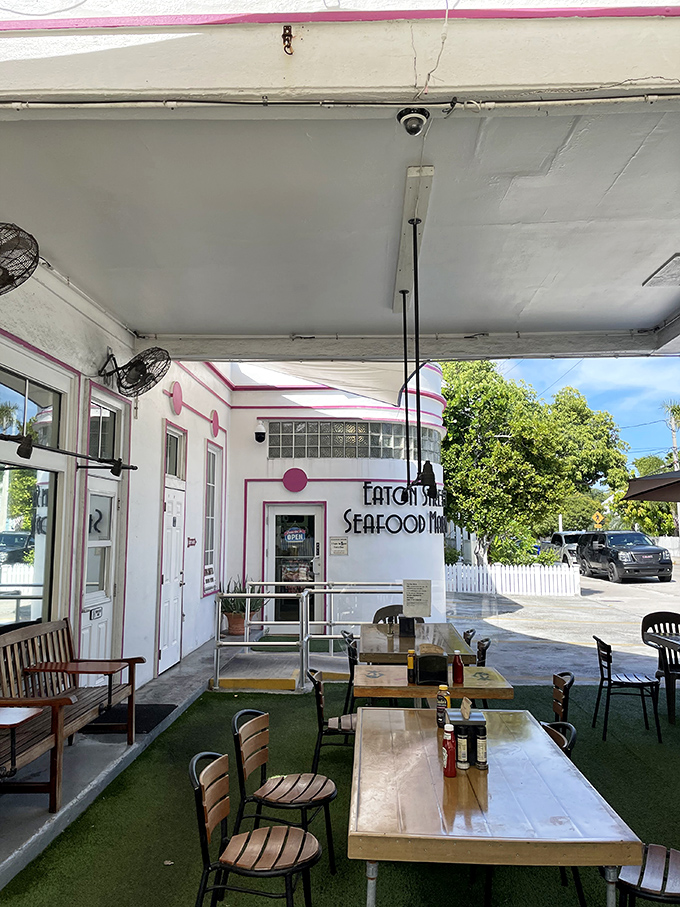 Outdoor seating that captures the essence of Key West dining &ndash; casual, breezy, and focused on what matters: fresh seafood and good company.