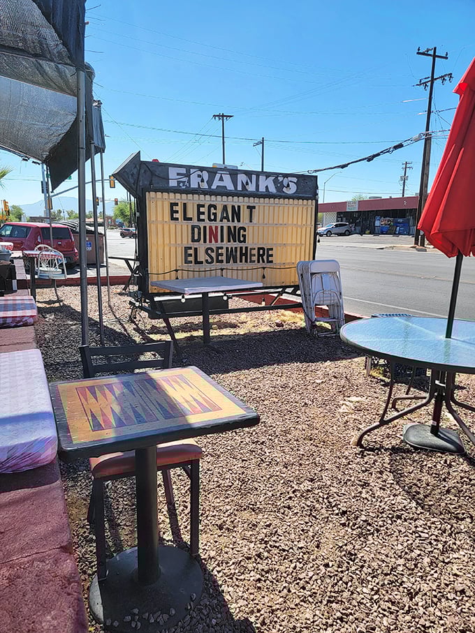 Outdoor seating, Arizona-style. Where else can you enjoy your breakfast with a side of desert sunshine and zero pretension?