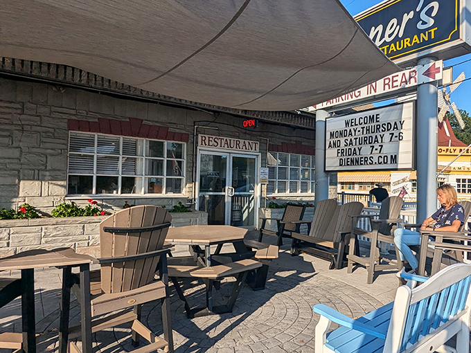 Outdoor seating lets you soak up Lancaster County's fresh air while contemplating which pie slice to order next.