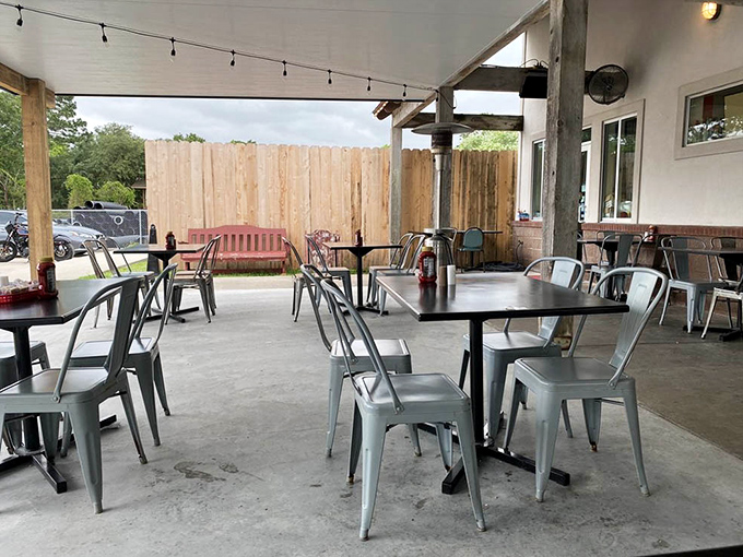 The outdoor seating area&mdash;where fresh air meets fresh seafood, and post-meal naps become a serious consideration.