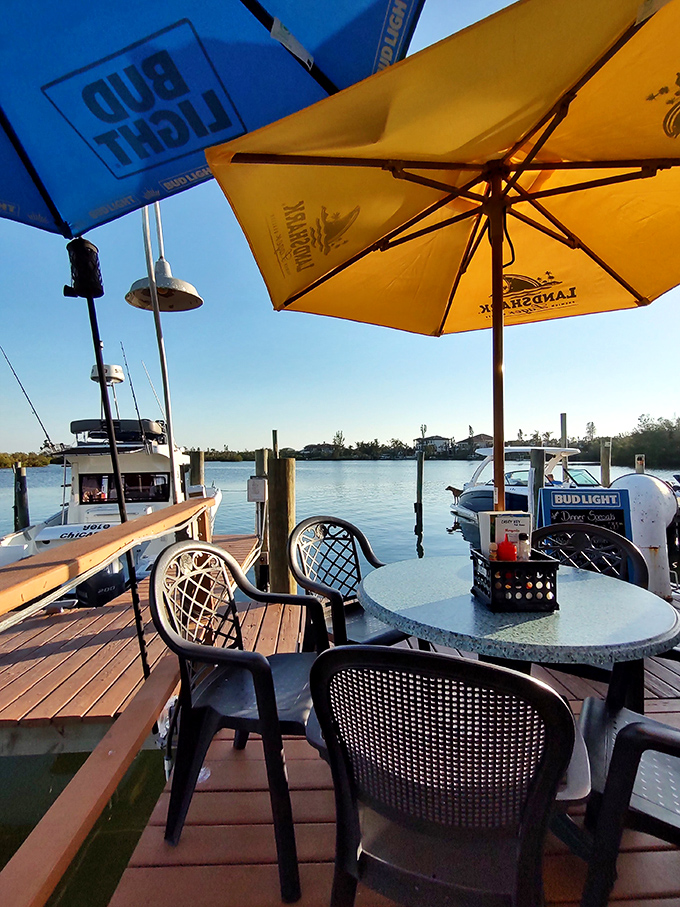 Waterfront dining at its most honest&mdash;where boats pull up, drinks are cold, and the view rivals anything on the menu.