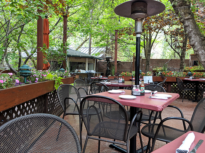 The tree-shaded patio offers al fresco dining where nature provides the ambiance and Ruth's provides the reason to linger long after your plate is clean.