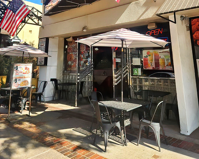 Evening falls on this Burbank gem, where the glow promises comfort food and comfortable conversations inside.