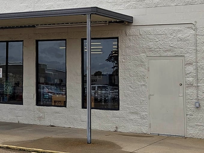 The simple exterior wall and side door &ndash; every Goodwill has its secrets, including staff entrances where tomorrow's treasures make their first appearance.