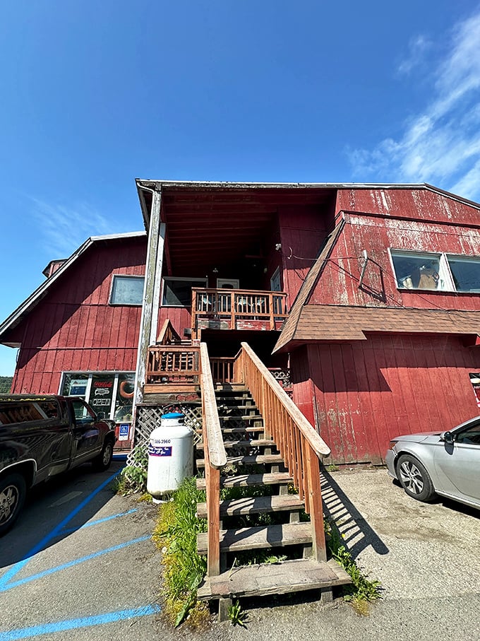 Those wooden stairs might not look like the entrance to culinary paradise, but Alaskans know better than to judge seafood by its building.