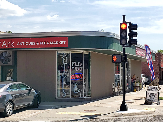 The corner location makes The Ark impossible to miss. That vintage-style curved storefront practically whispers, "Come inside, we have treasures waiting."