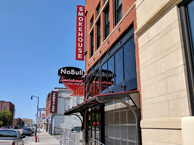 The vertical "SMOKEHOUSE" sign serves as downtown Fargo's equivalent of the North Star for meat lovers&mdash;a guiding light to barbecue bliss.