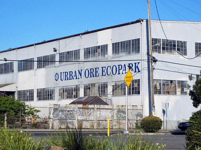 The iconic Urban Ore exterior stands as a monument to sustainability in Berkeley, where waste is just a resource in the wrong place.