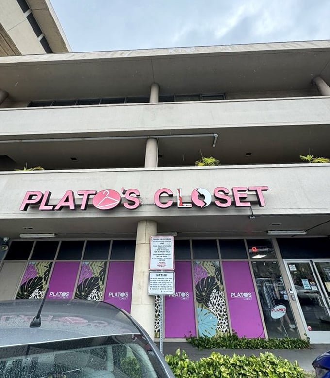 The distinctive pink and white fa&ccedil;ade stands out among Honolulu's urban landscape&mdash;a beacon for the fashion-forward and budget-conscious alike.