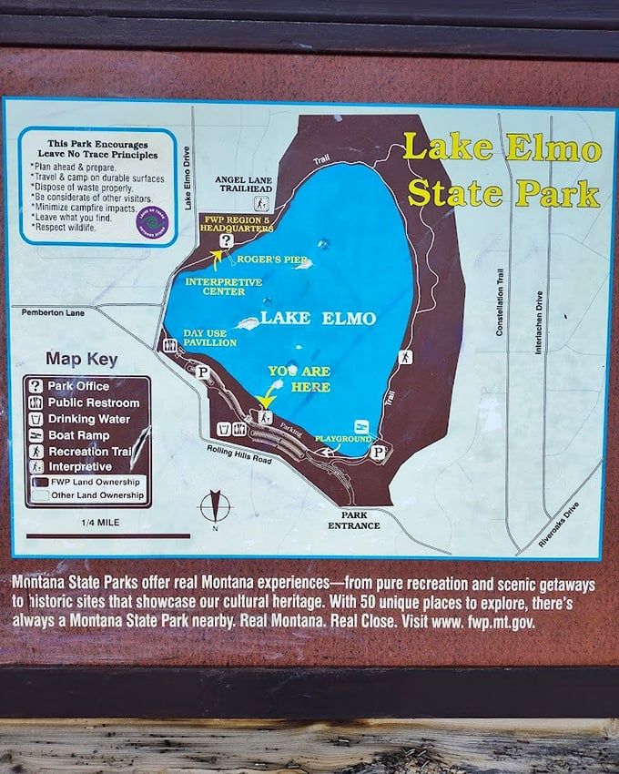 The treasure map to Lake Elmo's hidden gems. Like all good adventures, it helpfully points out where the bathrooms are located.