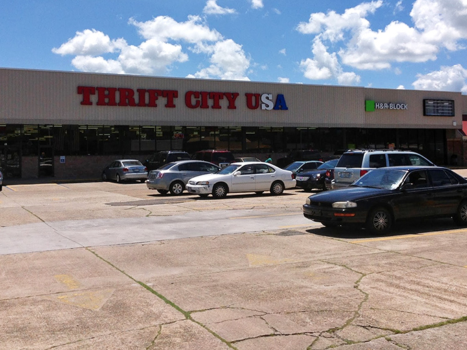 Under Louisiana skies, the Thrift City USA parking lot fills with vehicles carrying hopeful hunters of hidden gems and bargains.