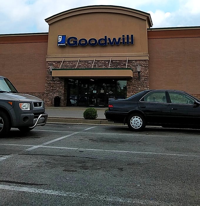 Where treasure hunting begins and ends. The Goodwill parking lot—first filled with anticipation, later with cars loaded with newfound treasures heading to their forever homes.