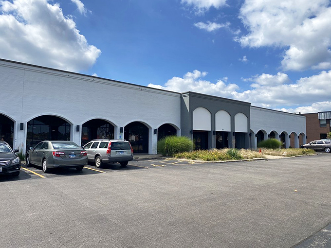 The parking lot view on a perfect Illinois day – your car eagerly waiting to be filled with upcycled treasures.