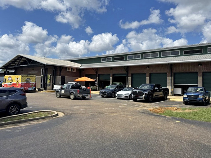 Not just a parking lot, but the starting line for culinary adventures – where empty trunks arrive with purpose and leave filled with possibility.